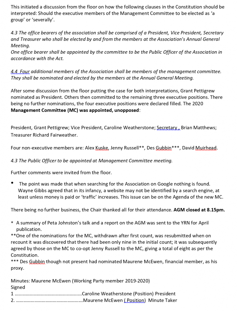 AGM Minutes - Yankalilla District Residents Association